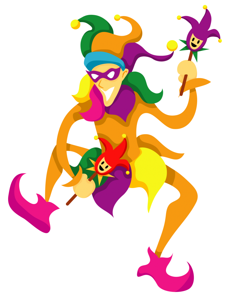 Mardi Gras Dancing Jester 2 Clip Art - New Orleans Free Vector Clip Art
